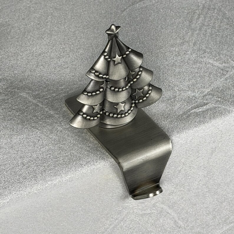 Vintage Cast Metal Christmas Stocking Holder With Pewter-style Tree ...