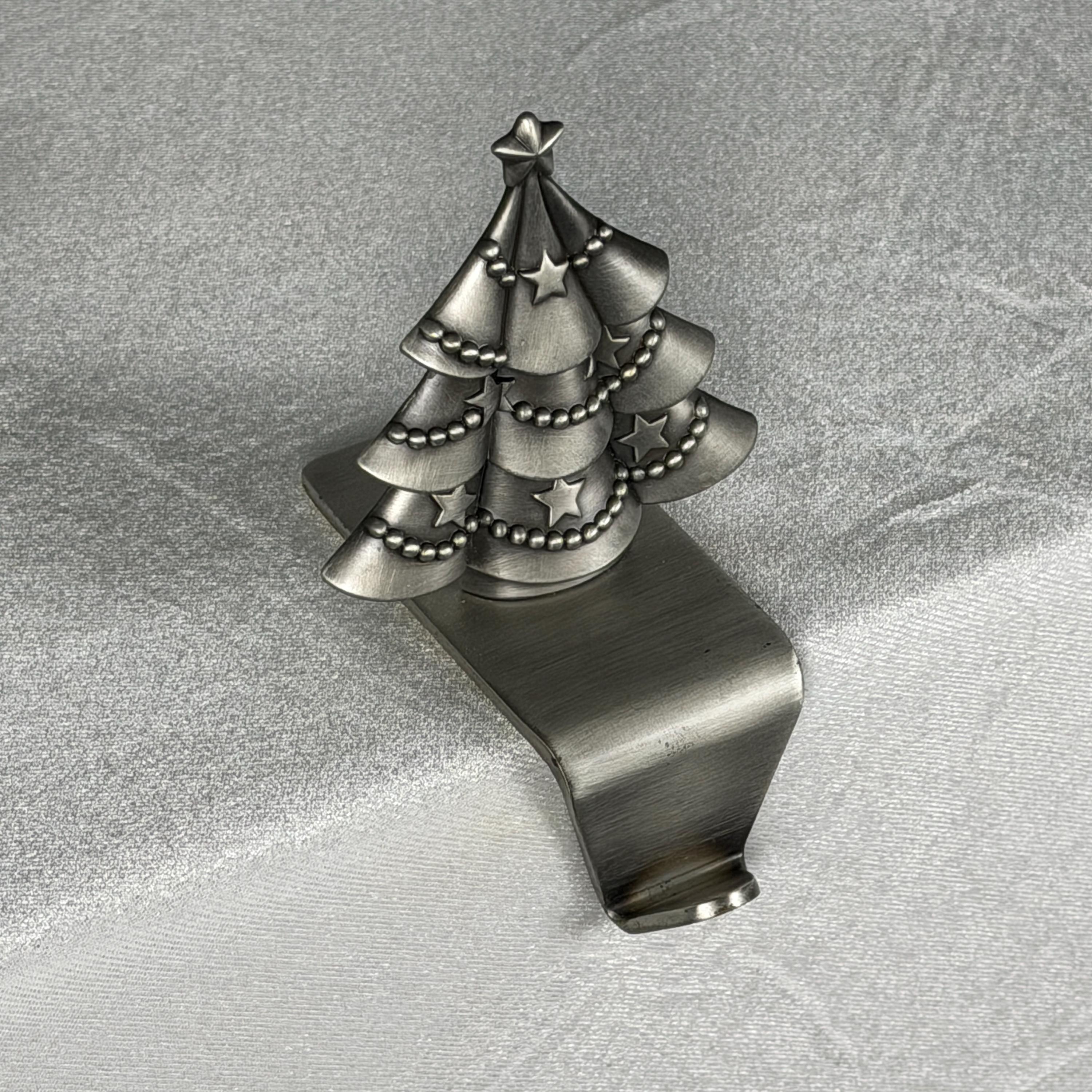 Vintage Cast Metal Christmas Stocking Holder With Pewter-style Tree ...