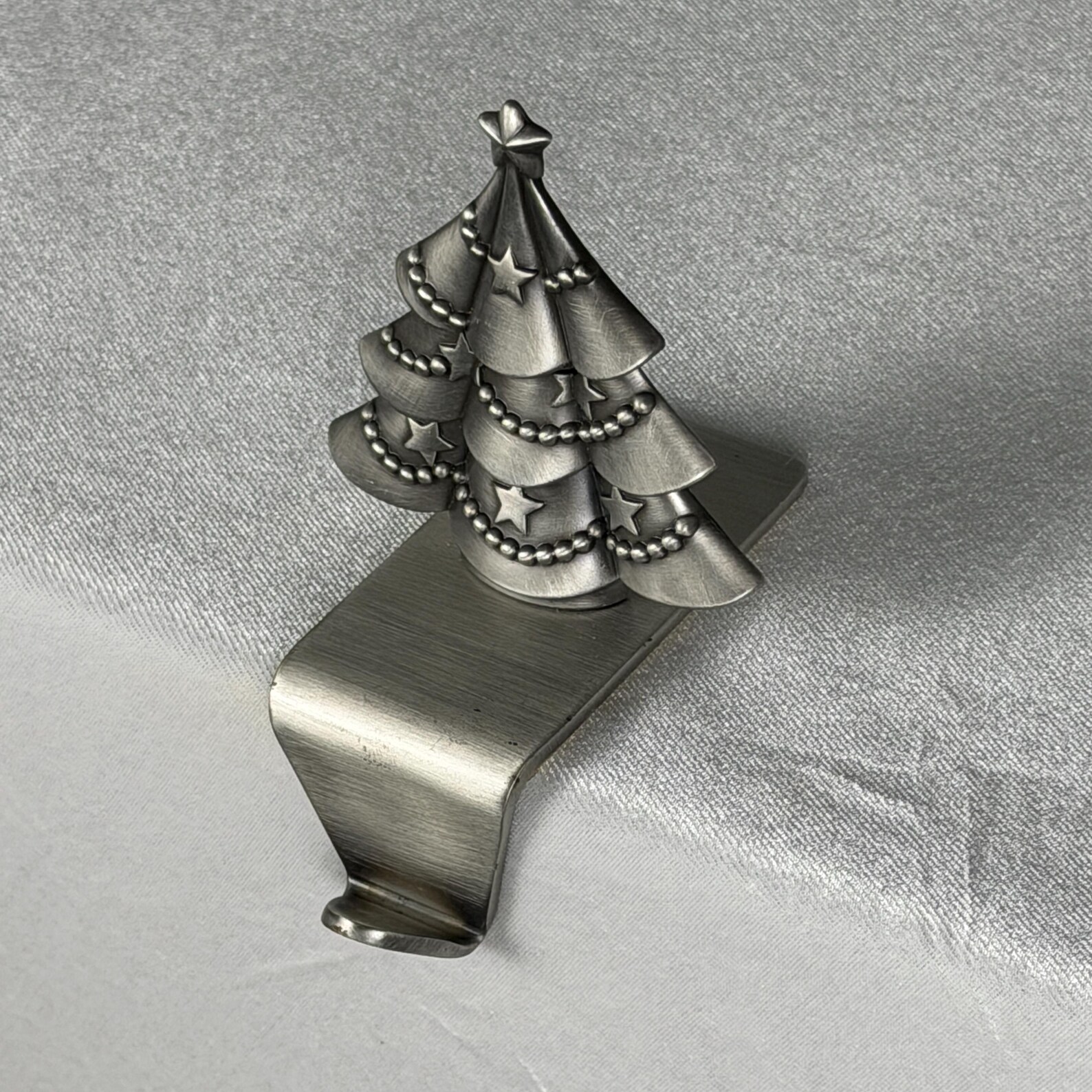 Vintage Cast Metal Christmas Stocking Holder With Pewter-style Tree ...