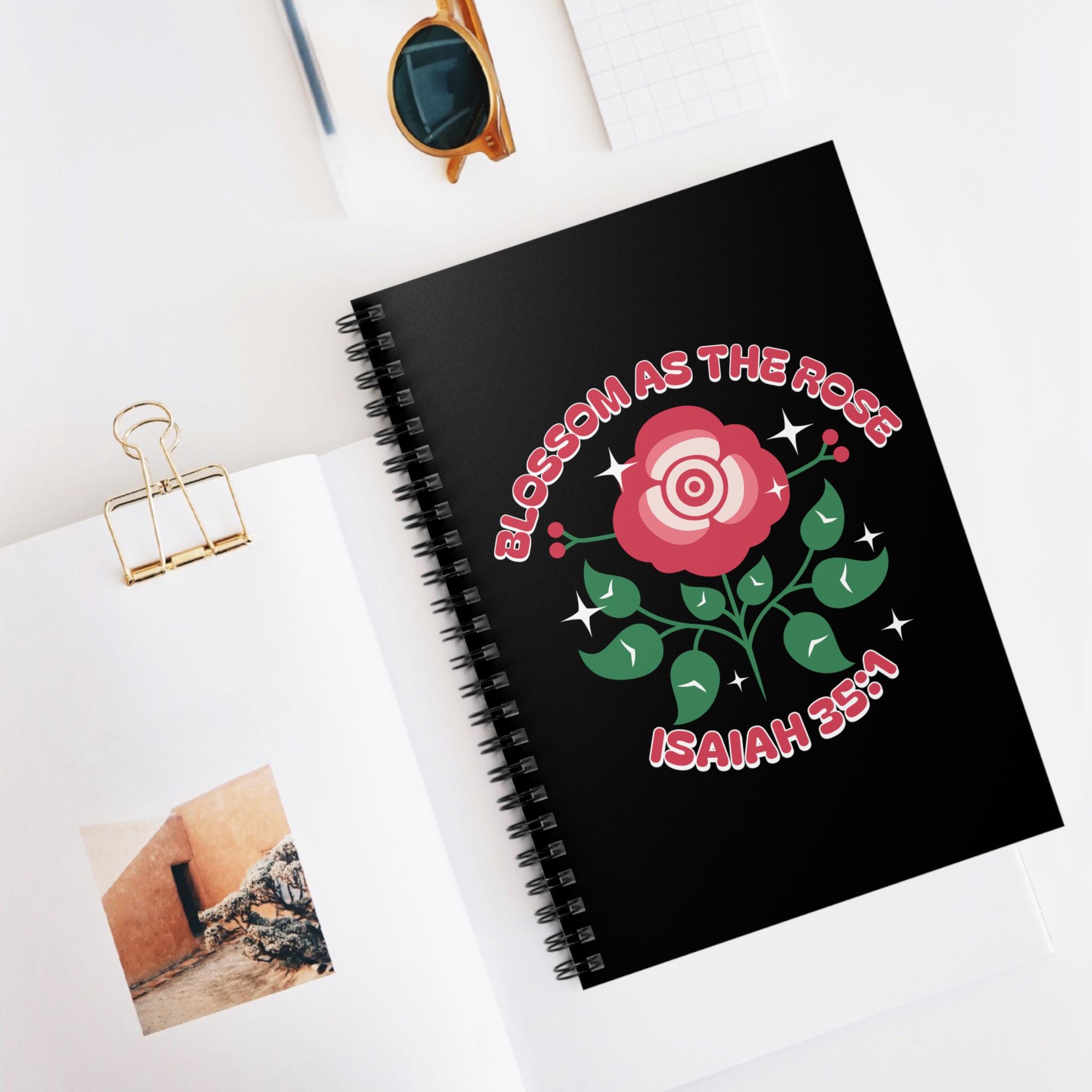 Bible Verse - Blossom as the Rose Spiral Notebook - Isaiah 35:1 - Etsy