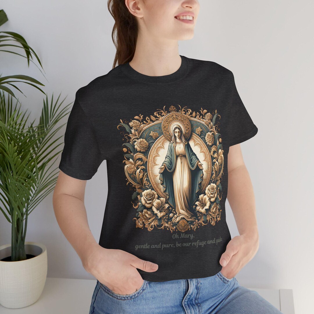 Vintage Virgin Mary T-shirt - Catholic Marian Tee - Religious Faith ...