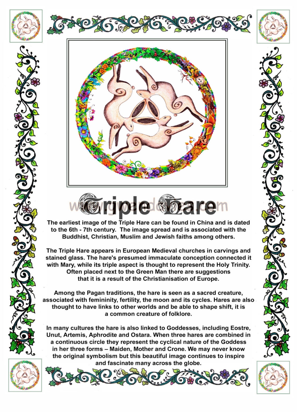 Triple Hare Greetings Card Celtic Medieval Renaissance | Etsy