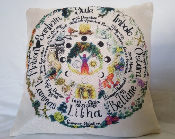 Wheel of the Year Cushion Cover Scatter Pagan Wiccan Home Decor Sofa ...