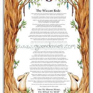 Wiccan Rede A4 Planner Size Pagan Wall Art Image Poster Trees Henna ...