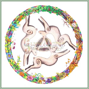 Triple Hare Greetings Card, Celtic, Medieval Renaissance, Pagan Wicca ...