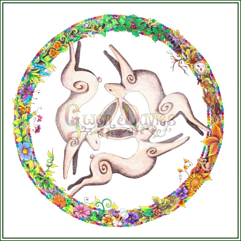 Triple Hare Greetings Card Celtic Medieval Renaissance | Etsy