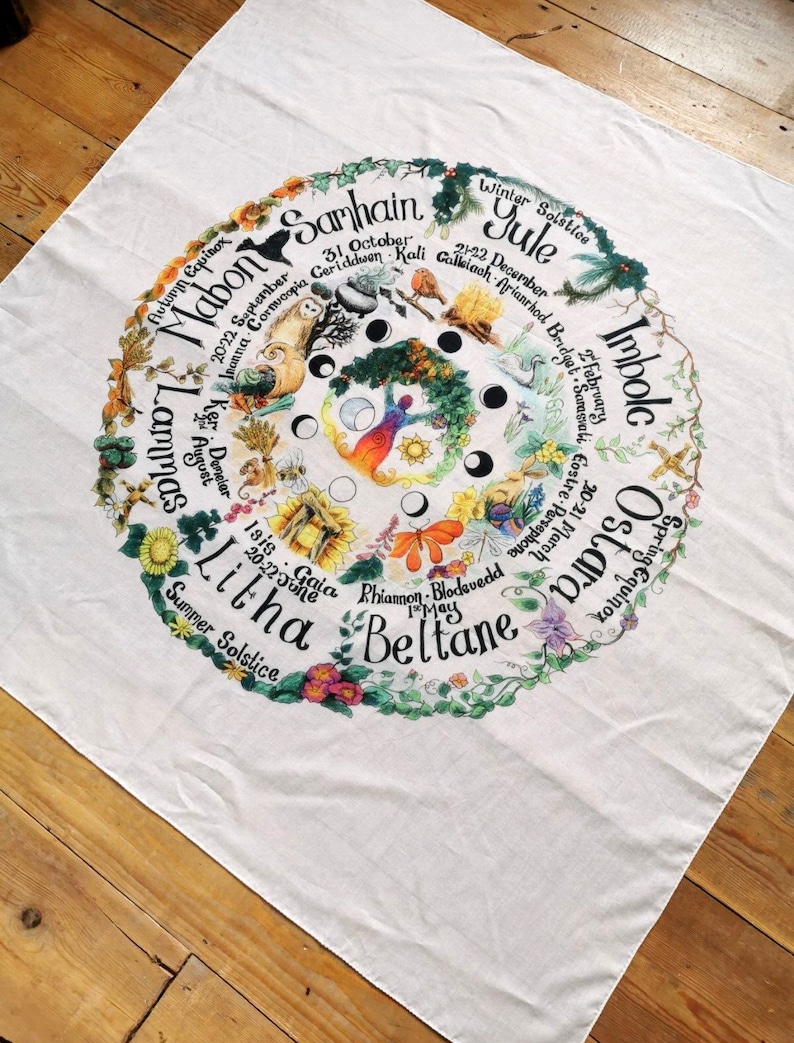 Wheel of the Year Pagan Altar Cloth Table Cloth Hanging Wicca - Etsy UK