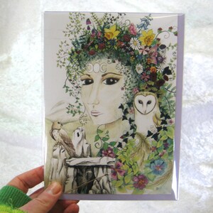 Blodeuedd, Celtic Greetings Card Pagan Welsh Medieval Renaissance Art Birthday Card Wicca ...