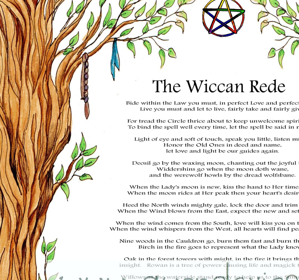 Wiccan Rede A4 planner size Pagan wall art image poster trees | Etsy