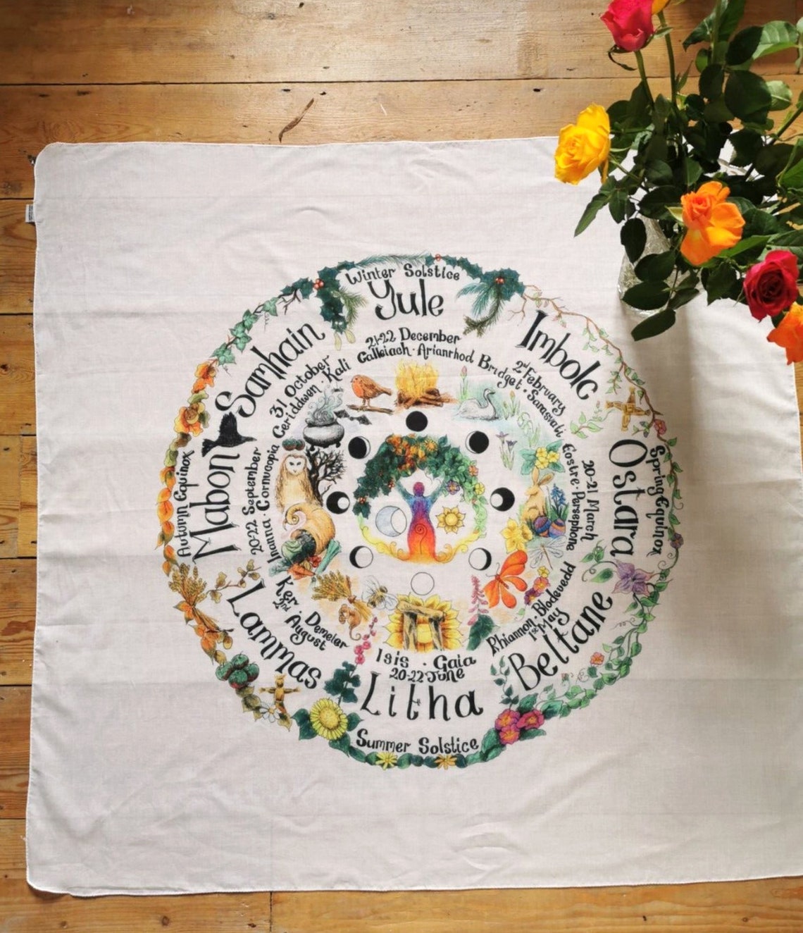 Wheel of the Year Pagan Altar Cloth Table Cloth Hanging Wicca - Etsy UK