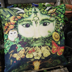 Green Man Cushion Cover Scatter Pagan Wiccan Home Decor Sofa Chair Home ...