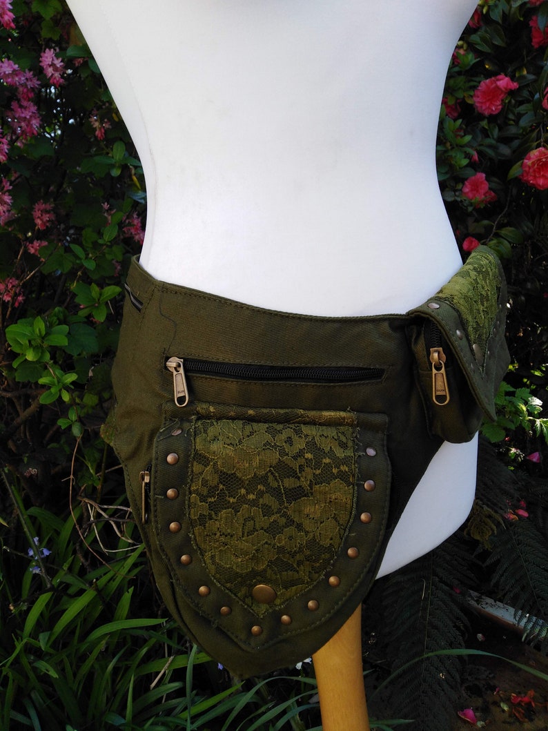 Green Khaki Pixie Money Pocket Belt Bum Bag Festival Goth | Etsy