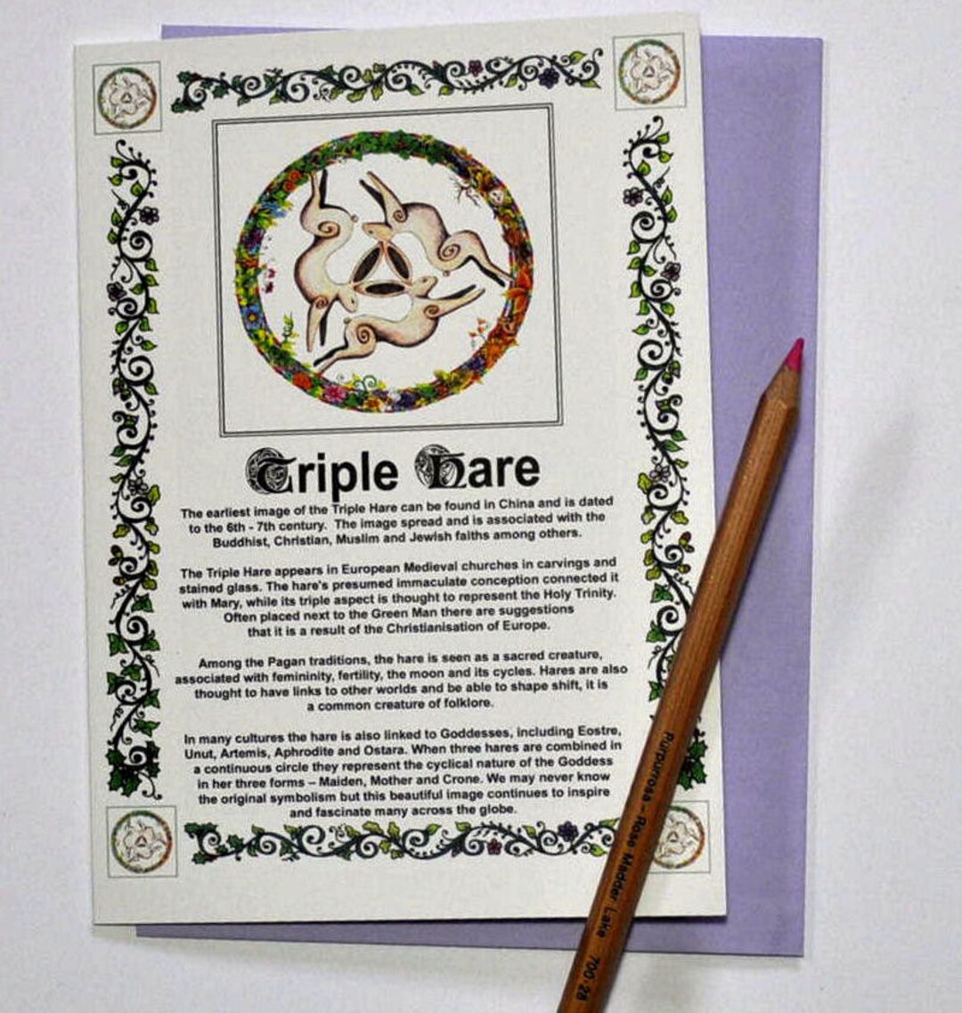 Triple Hare Greetings Card, Celtic, Medieval Renaissance, Pagan Wicca ...
