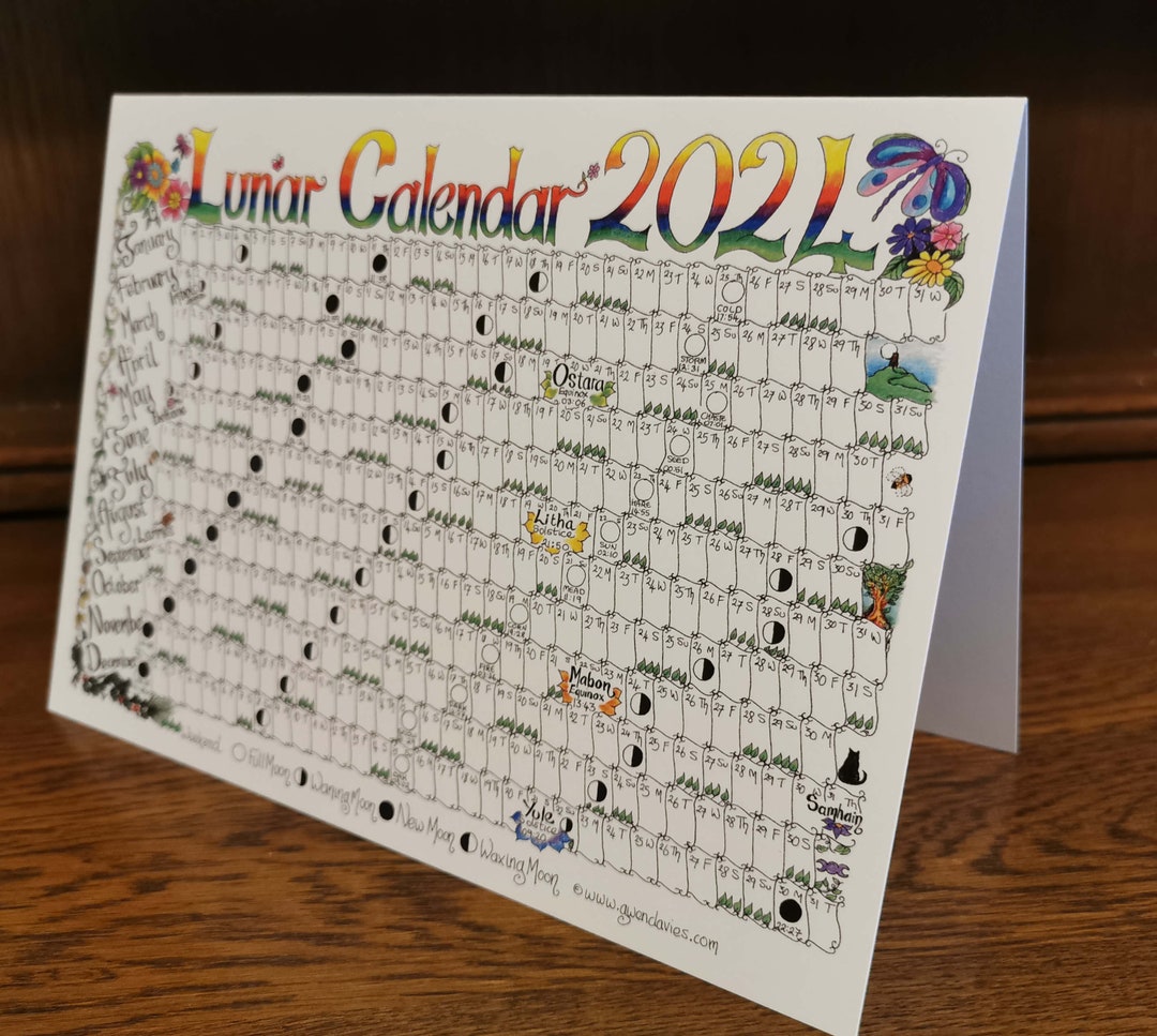 A5 2025 PREORDER Lunar Moon Desk Calendar Greetings Card Pagan Wicca ...