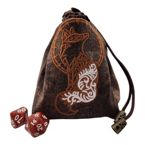 Fox Gift Set for Gaming, Fox Dice Tray, Polyhedral Dice Set, Role ...