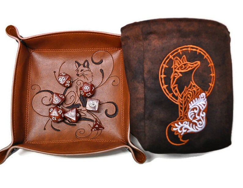 Fox Gift Set for Gaming Fox Dice Tray Polyhedral Dice Set - Etsy