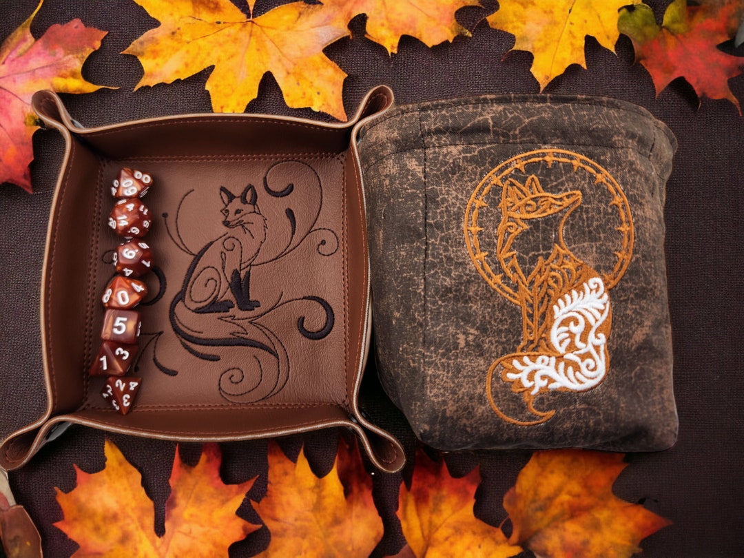 Fox Gift Set for Gaming Fox Dice Tray Polyhedral Dice Set - Etsy Canada