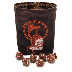 Fox Gift Set for Gaming Fox Dice Tray Polyhedral Dice Set - Etsy