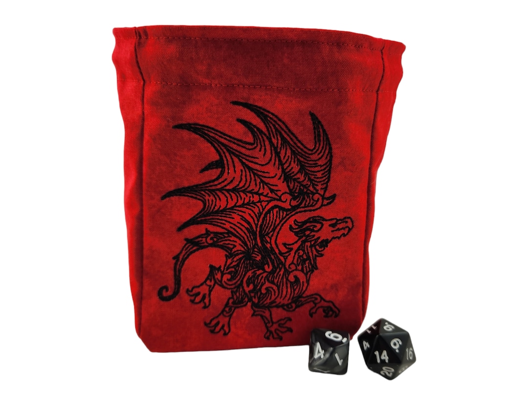 Black Dragon Dice Bag, Dnd Dice Pouch, TTRPG, Role Playing, Bag of ...