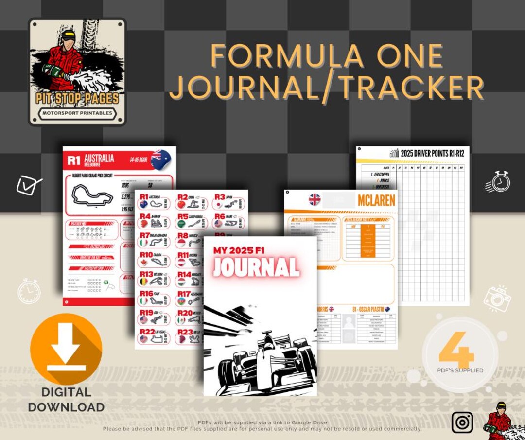 2025 Formula One Journal/tracker/bullet Journal, F1 Journal Digital ...