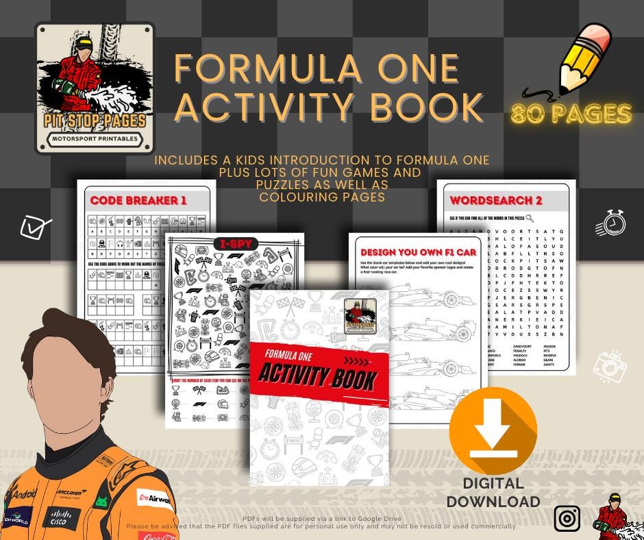 2025 Formula One Kids Activity Book/journal F1 - Etsy
