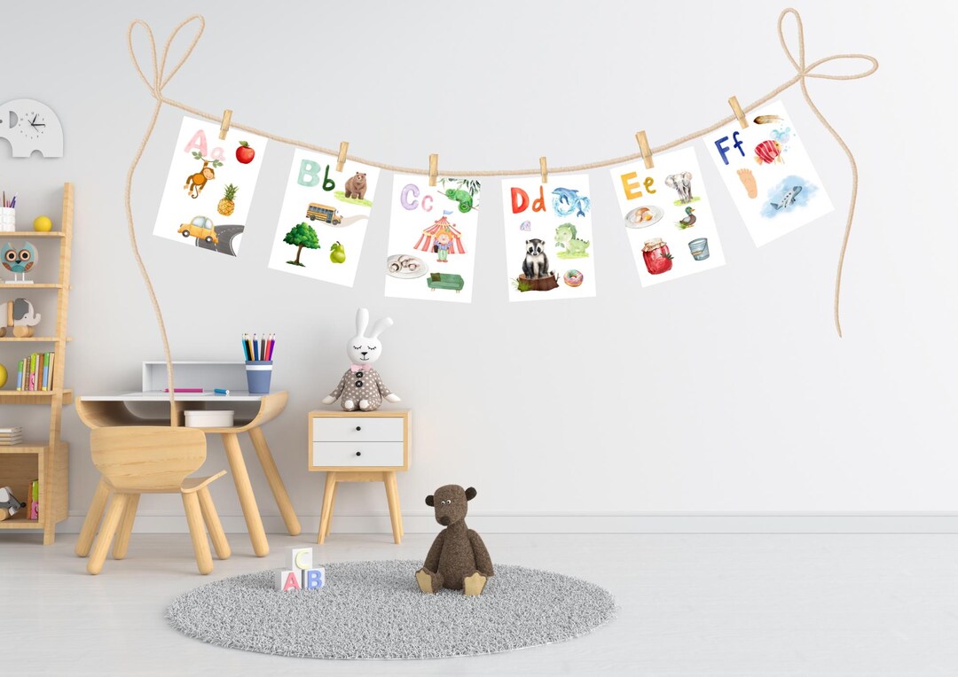 Alphabet Poster Set – Learning Cards for Children – A to Z With Cute ...