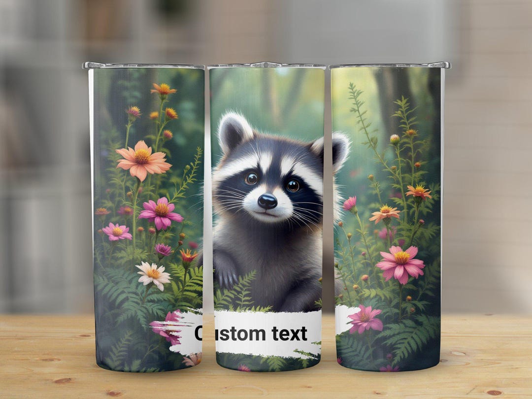 Raccoon Custom Tumblers, Cute Animal 20oz Tumbler, Personalized ...