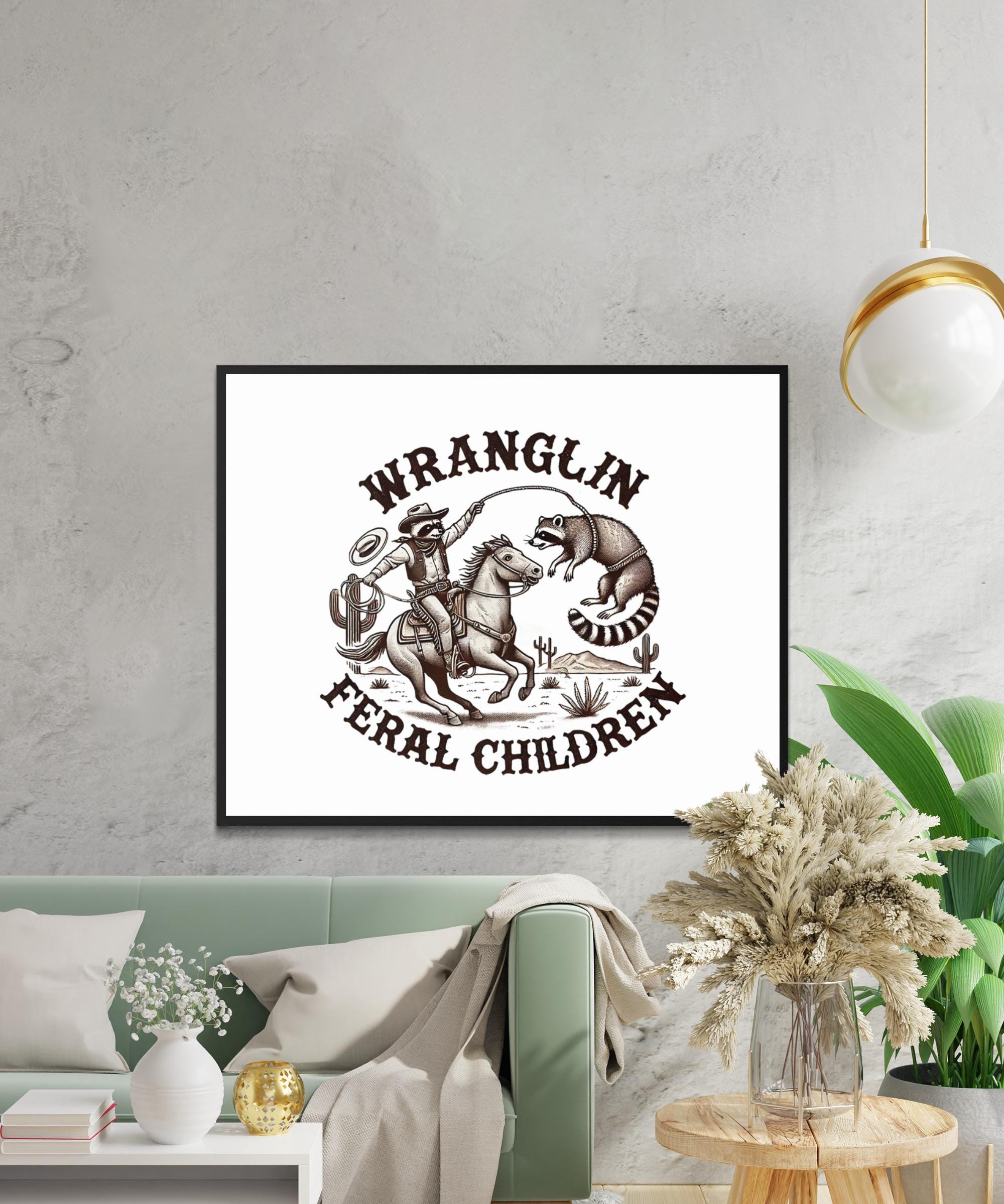 Raccoon Cowboy, Wranglin Feral Children Western Art (digital Download ...