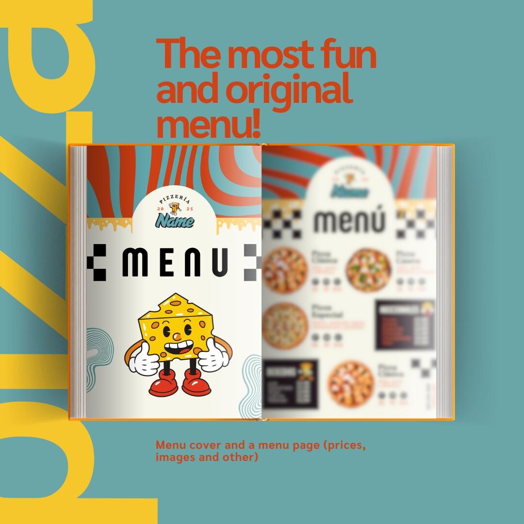 Fun Editable Pizzeria Menu on Canva: Inspired by the 80s, With Retro ...