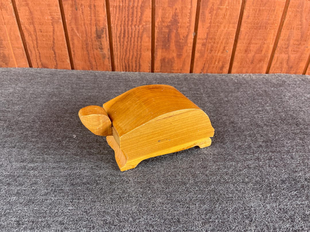 Vintage Handcrafted Wooden Turtle Keepsake Box With Pull Out Drawer ...