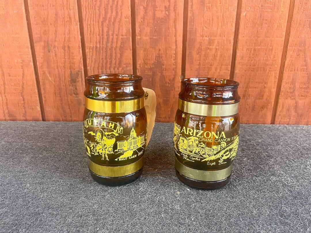 Vintage Siesta Ware Western Mugs: Utah & Arizona Amber Glass - Etsy