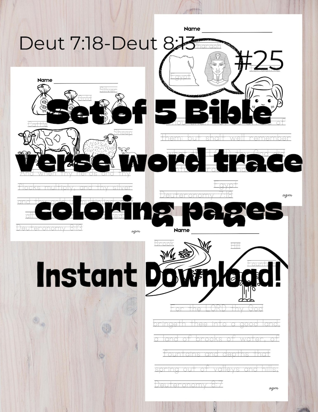 Bible Verse Coloring Pages: Deuteronomy Word Trace (digital Download ...