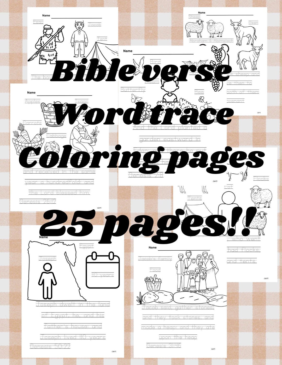 Bulk Set of Bible Verse, Word Trace, Coloring Pages, Featuring Verses ...
