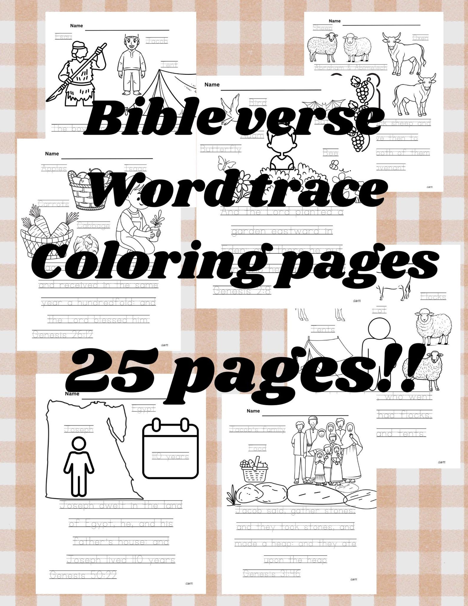Bible Verse Coloring Pages: Genesis Word Trace (digital Download) - Etsy