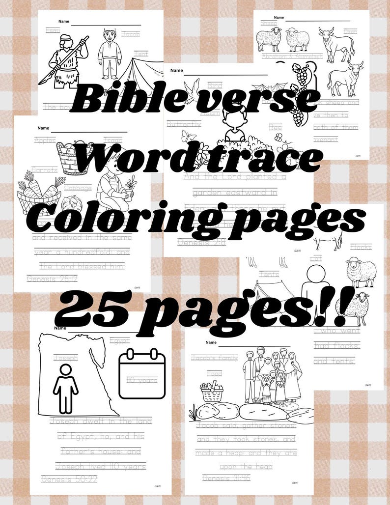 Bulk Set of Bible Verse, Word Trace, Coloring Pages, Featuring Verses ...