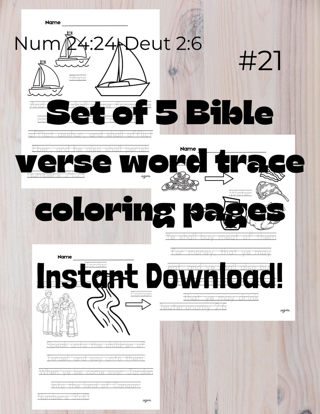 Bible Verse Coloring Pages: Numbers-deuteronomy Word Trace (digital ...