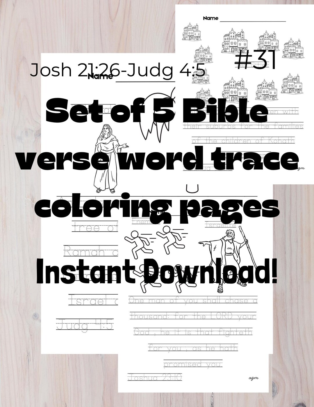 Bible Verse Coloring Pages: Trace & Color Activity (digital Download ...