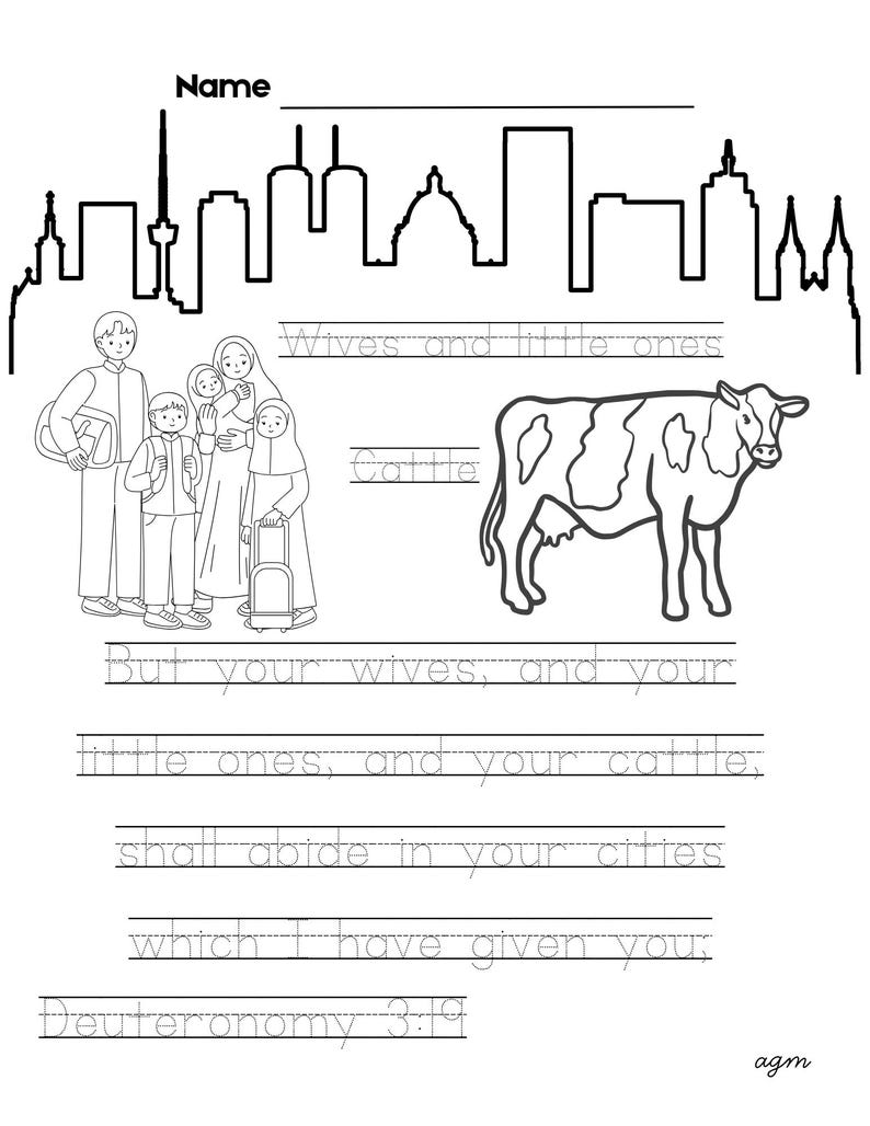 Bible Verse, Word Trace, Coloring Pages. Featuring Verses From Deut 2: ...