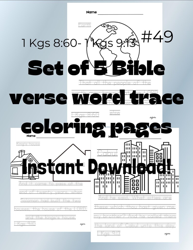 Bible Verse, Word Trace, Coloring Pages| Featuring Verses From 1 Kgs 8: ...