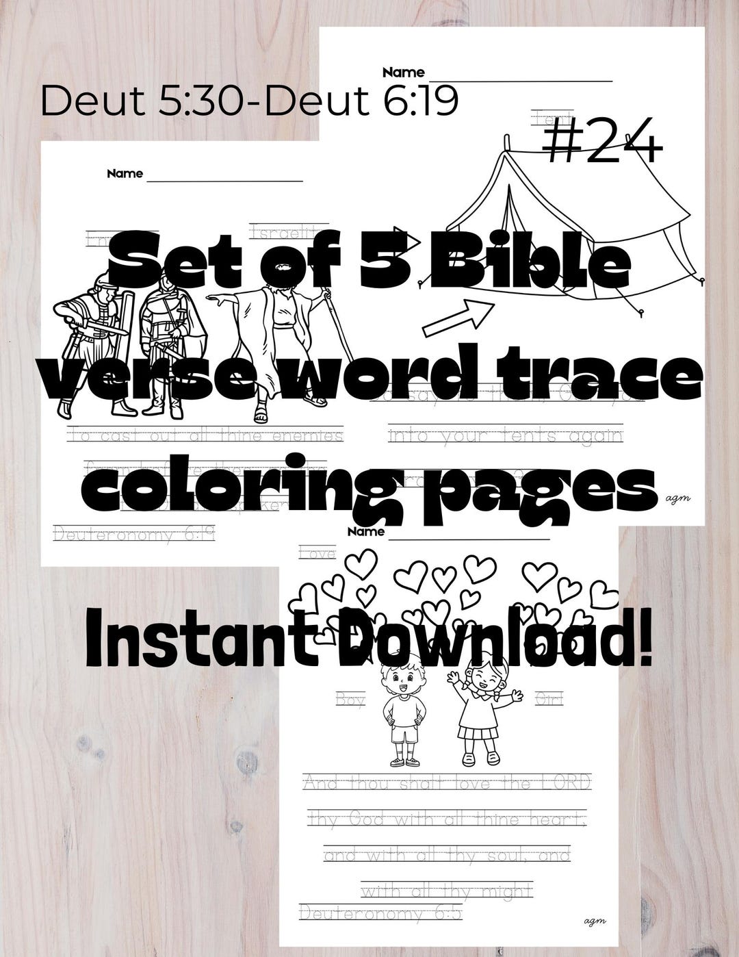 Bible Verse Coloring Pages: Deuteronomy Word Trace (digital Download ...