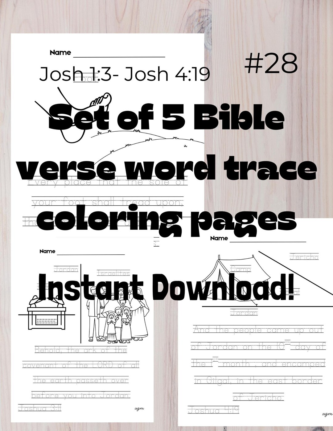 Bible Verse Coloring Pages, Set of 5 Pages, Featuring Verses From Josh ...