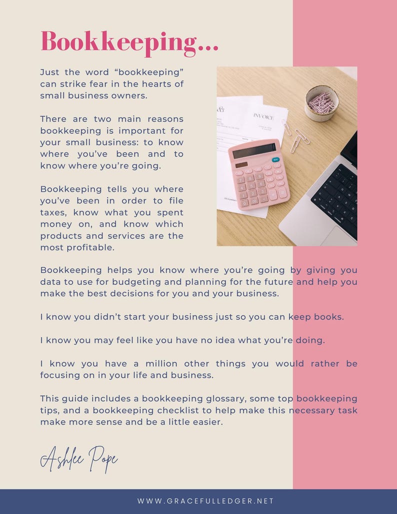 Small Business Bookkeeping Guide - Printable PDF - Etsy