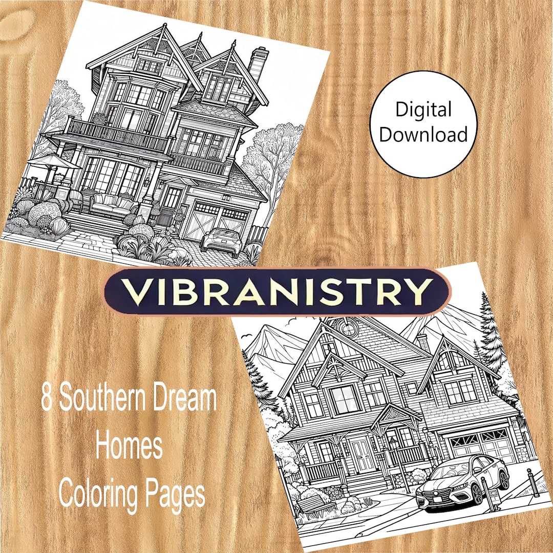 Printable Suburban Homes Coloring Pages - 8 Detailed House Designs ...