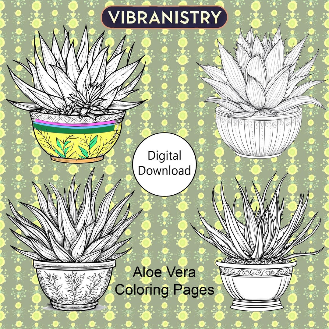 Aloe Vera Plant Coloring Pages - 6 Printable Container Plant Designs ...