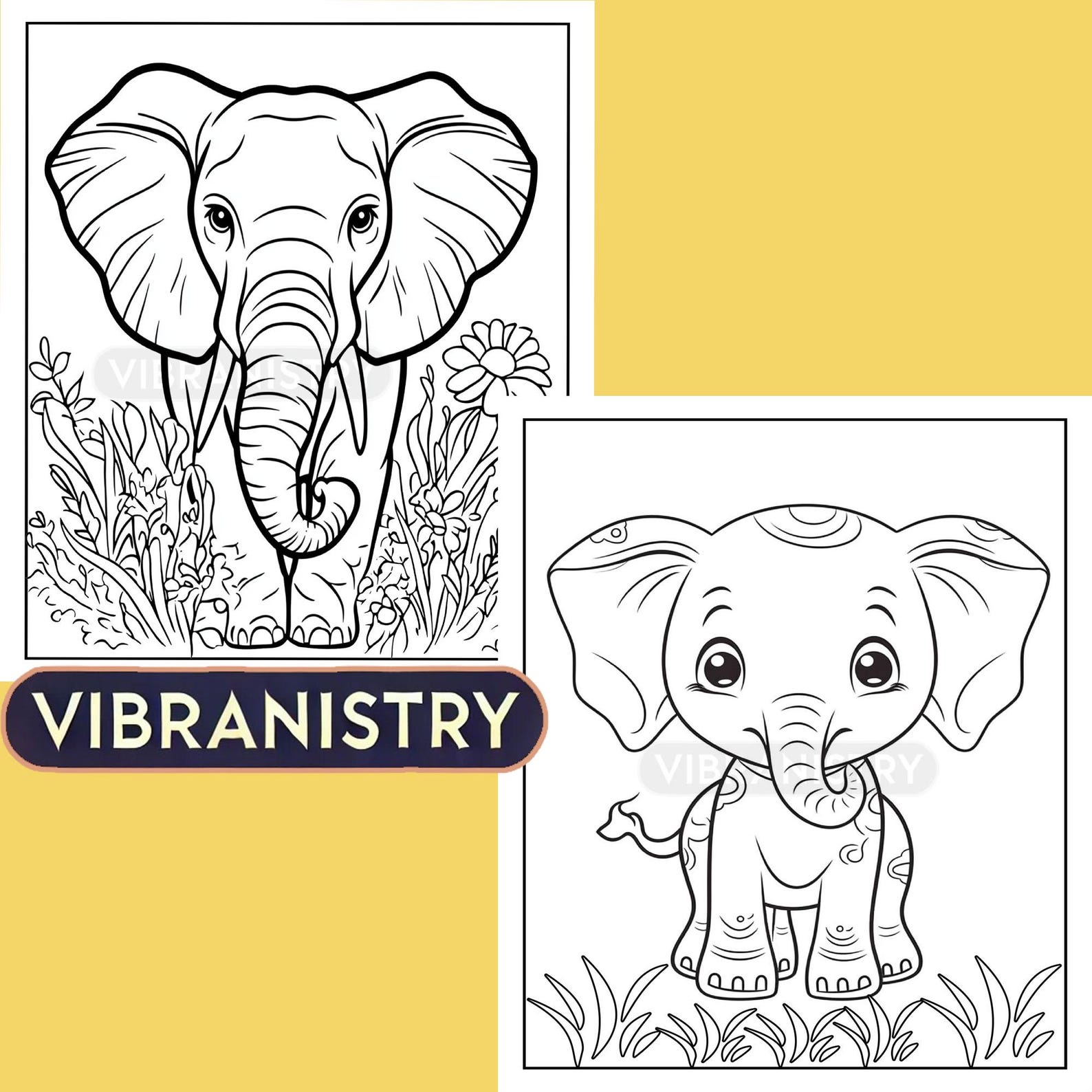 14 Elephant Coloring Pages - Digital Download Printable Art - Fun and ...