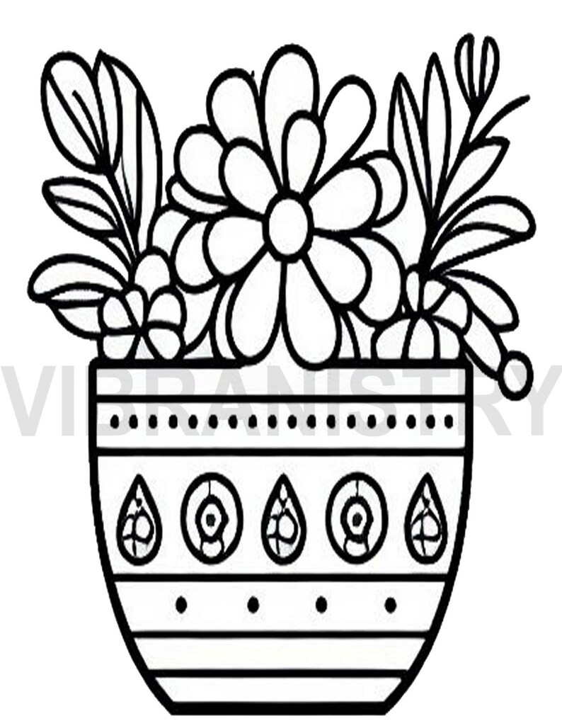 Plant in Containers Coloring Pages for Adults Digital Download PDF - Etsy