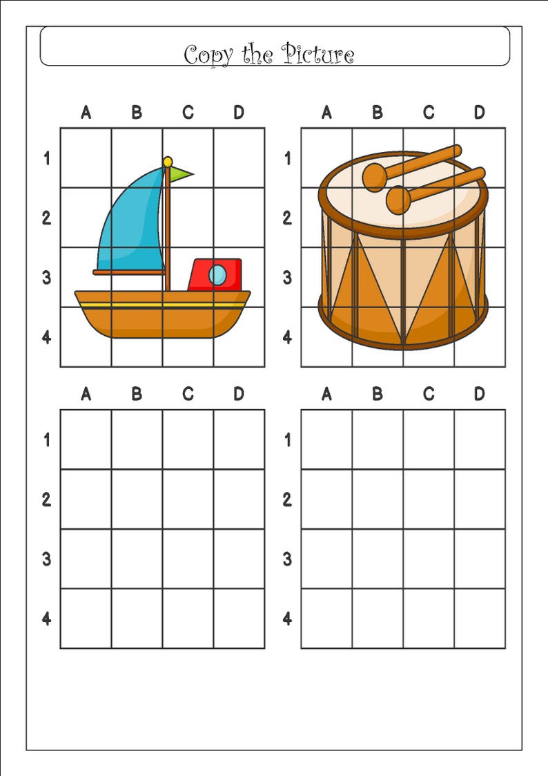 Drawing & Coloring Printable Worksheets for Kids - Etsy
