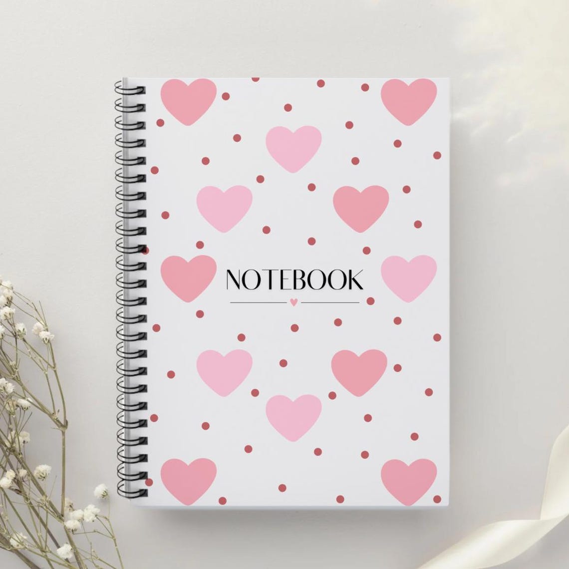 Pink Heart Spiral Notebook | Soft Cover Journal | Hearts | Cute | Gift ...