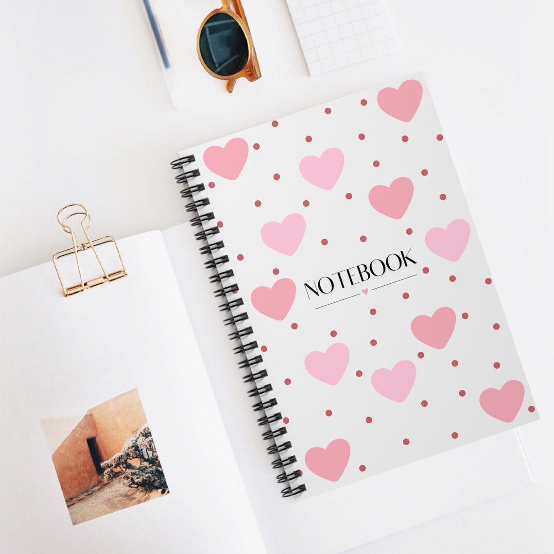 Pink Heart Spiral Notebook | Soft Cover Journal | Hearts | Cute | Gift ...