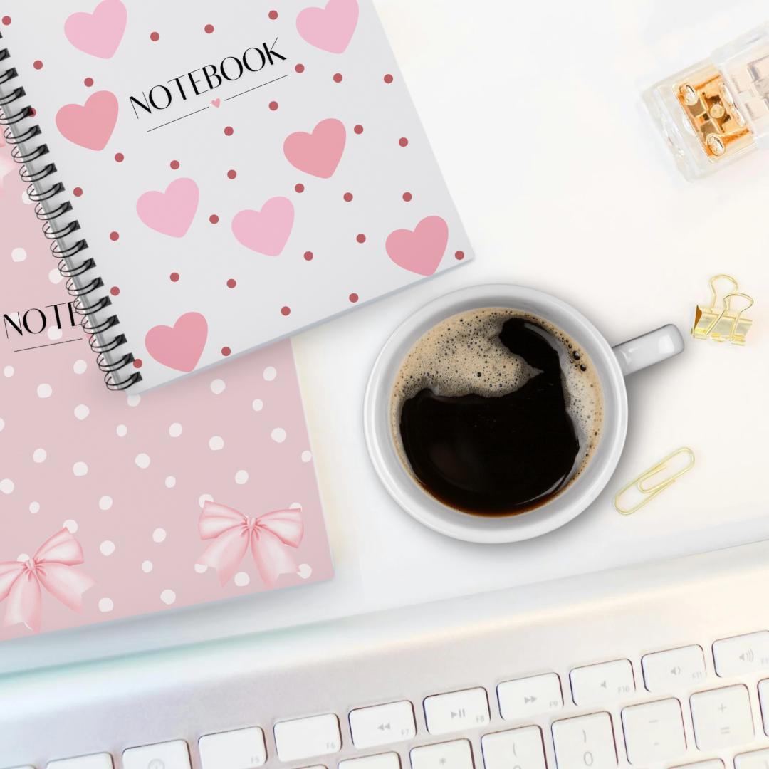 Pink Heart Spiral Notebook | Soft Cover Journal | Hearts | Cute | Gift ...